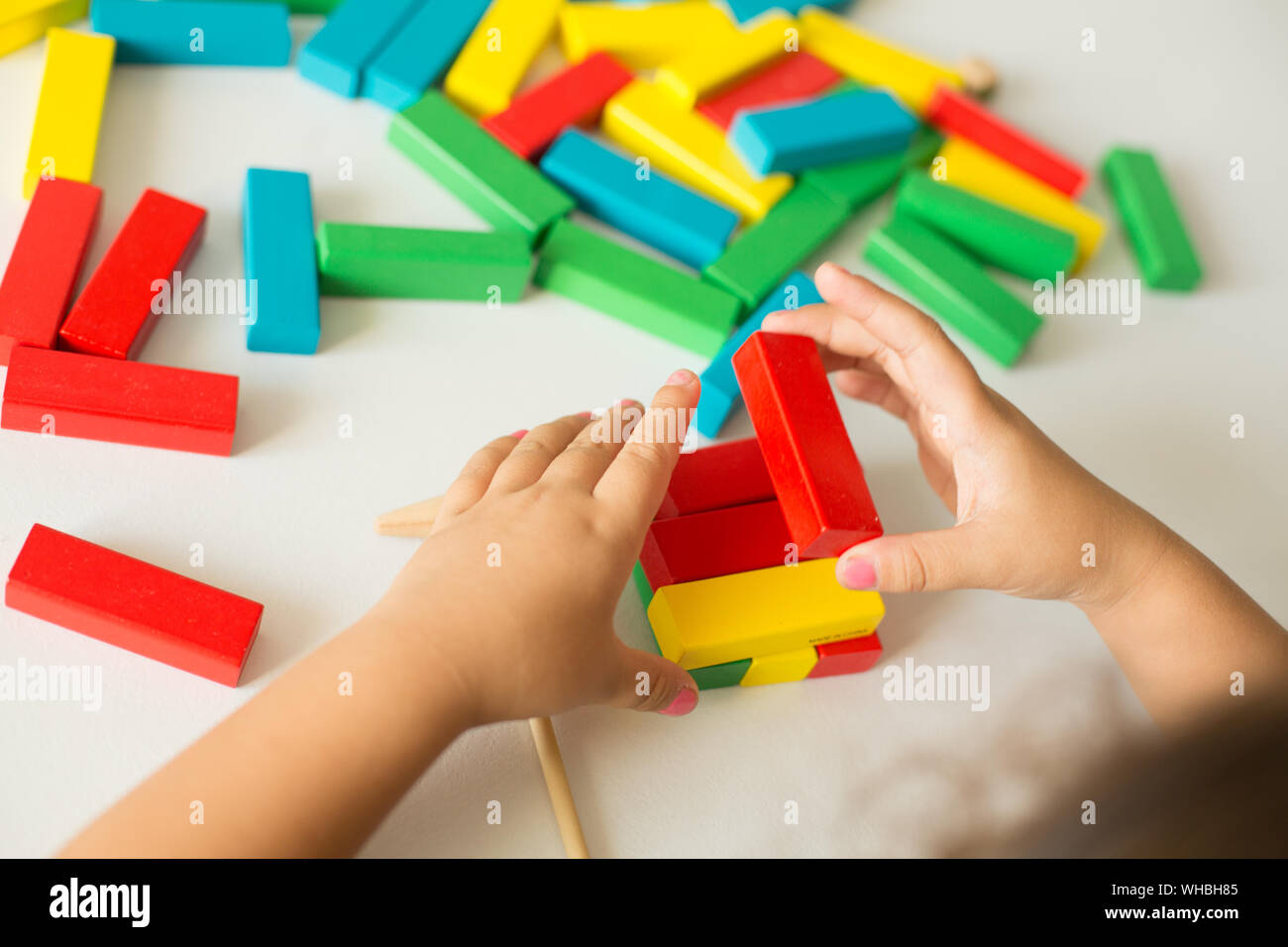 kazakh pretty little girl playing in kids development center Stock ...