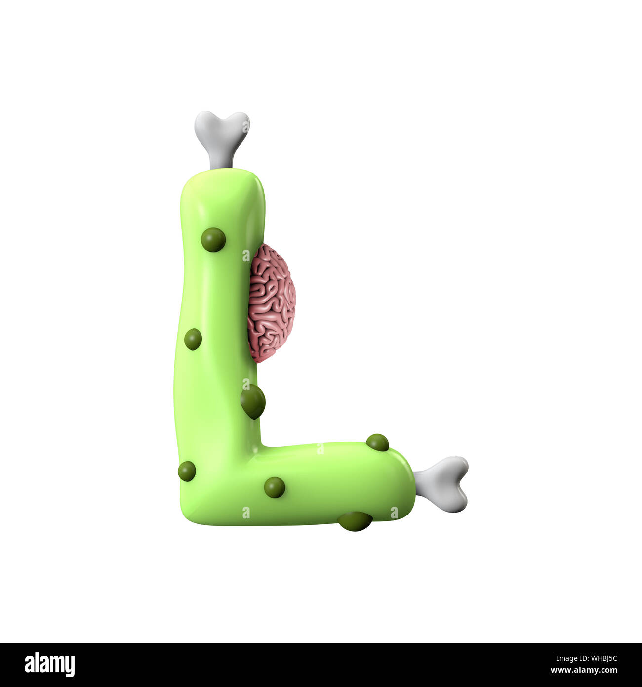 zombie alphabet letter L. Halloween font. 3D Rendering Stock Photo - Alamy