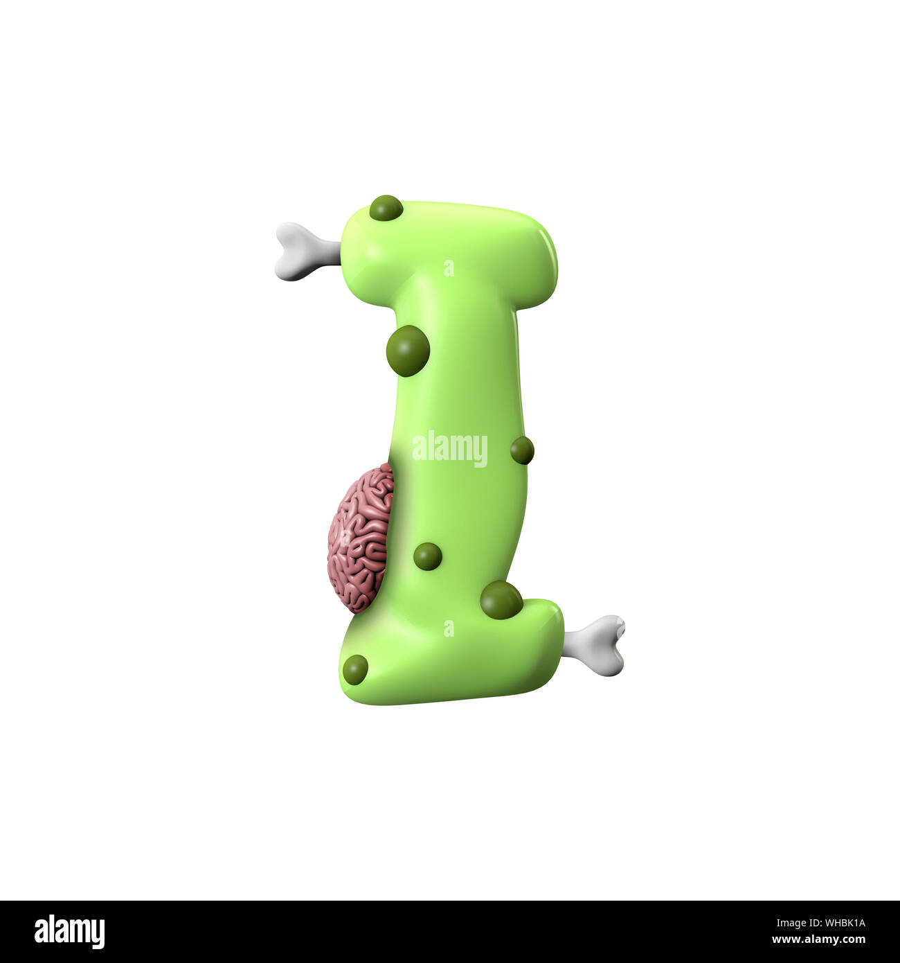 zombie alphabet letter I. Halloween font. 3D Rendering Stock Photo - Alamy