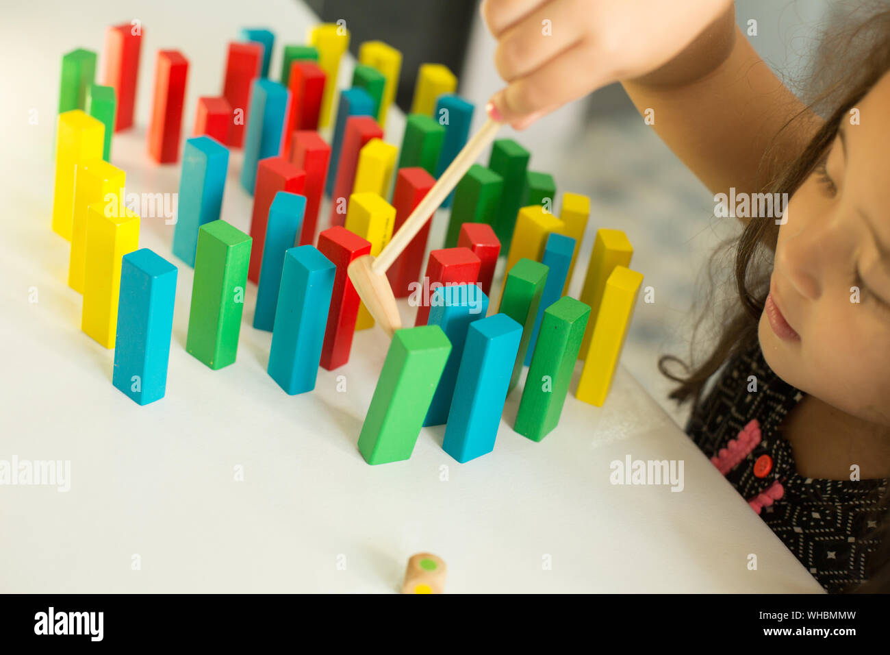 kazakh pretty little girl playing in kids development center Stock ...