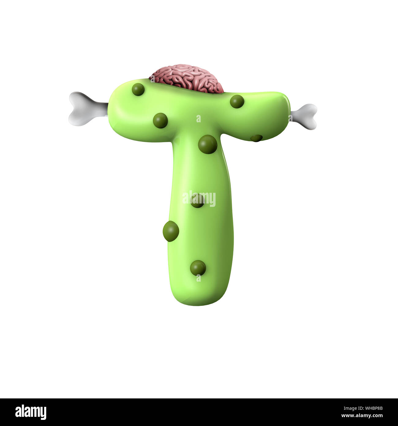 zombie alphabet letter T. Halloween font. 3D Rendering Stock Photo - Alamy