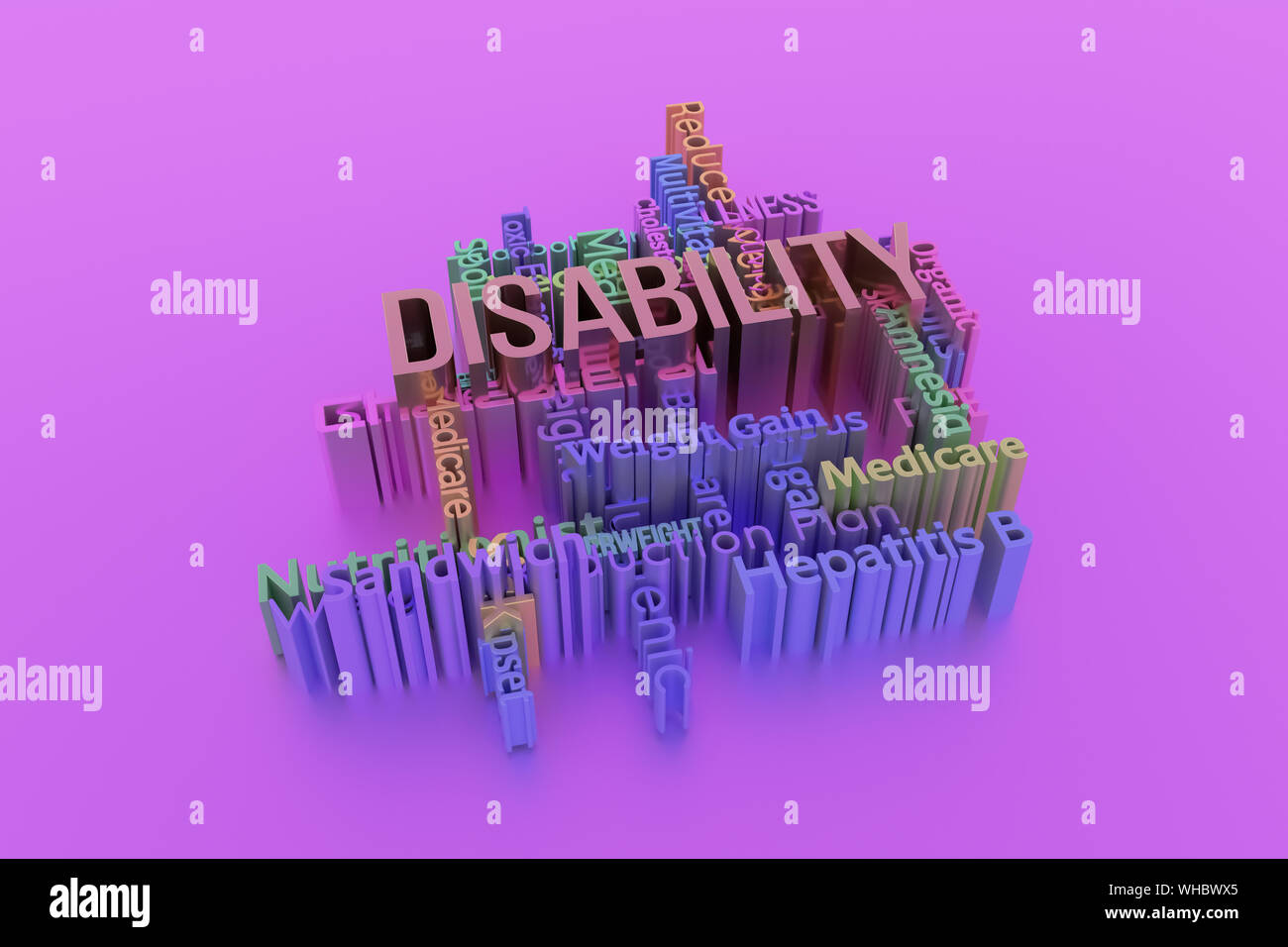Disability, health, lifestyle keyword words cloud. As graphic resource ...