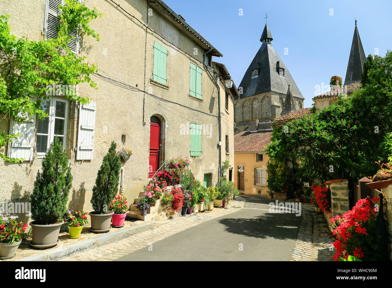 Pretty, rural French village of Le Dorat in the Limoges region of ...