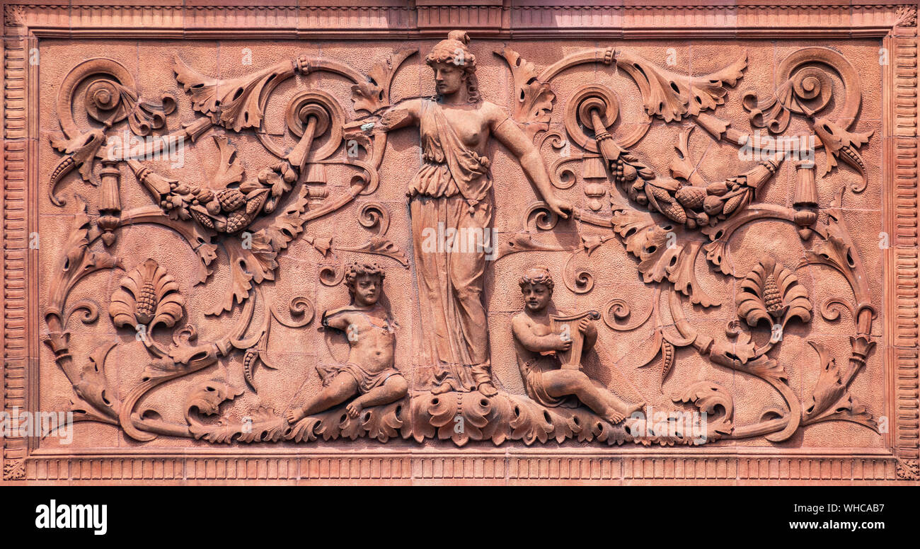 Detail of terra cotta on the Germania Club building in the Old Town ...