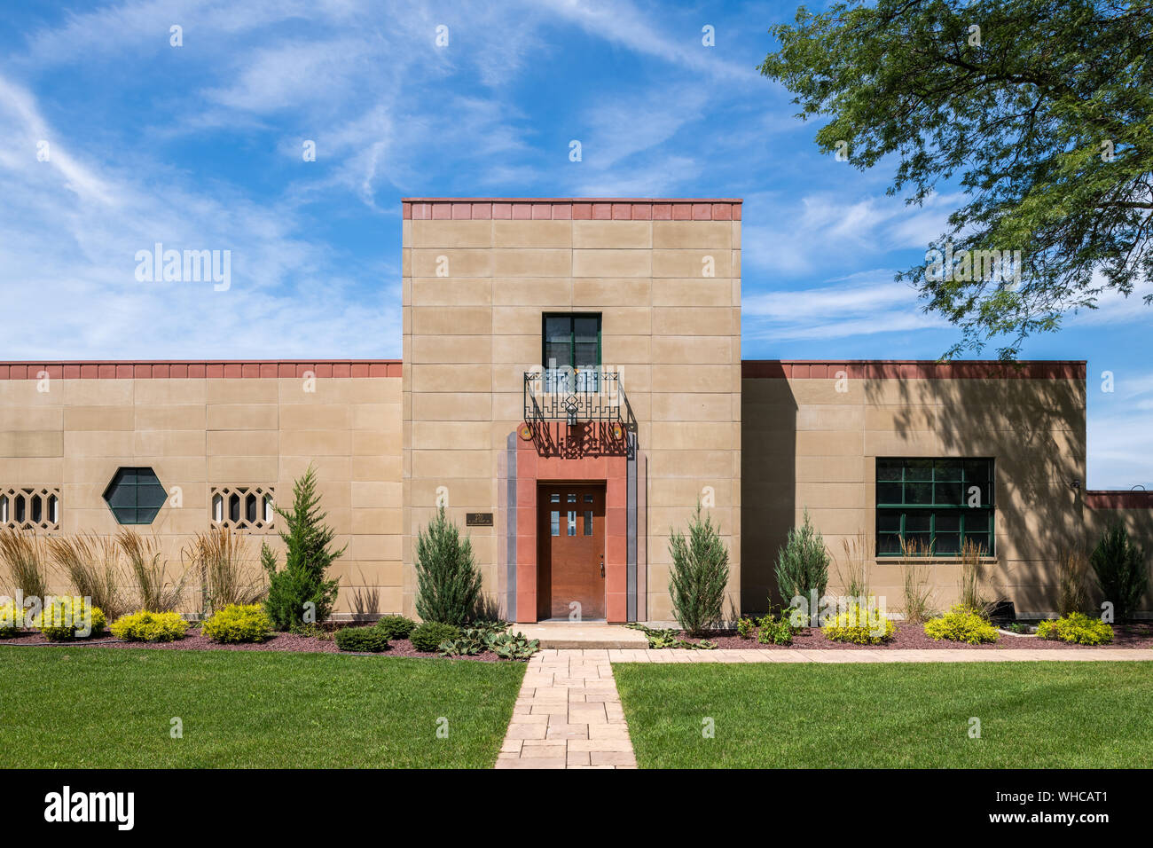 Rostone House - 1933 World's Fair House in Beverly Shores Stock Photo ...