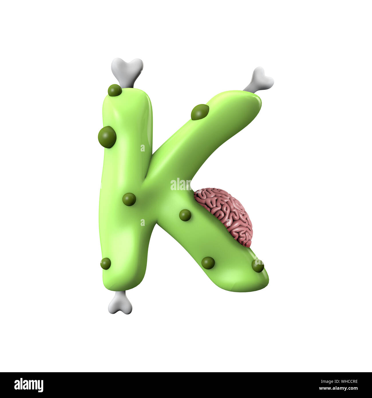 zombie alphabet letter K. Halloween font. 3D Rendering Stock Photo - Alamy