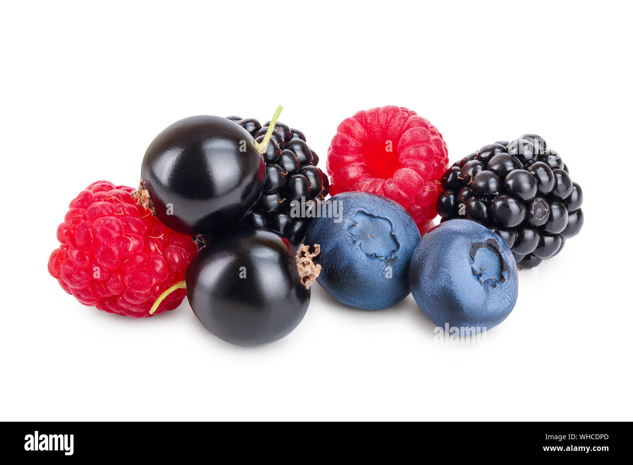 mix of blackberry blueberry raspberry isolated on white background ...