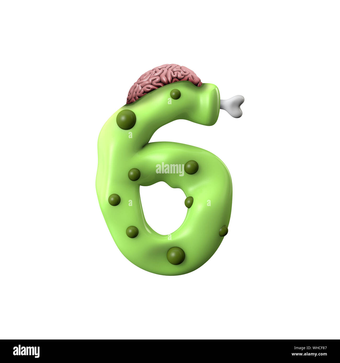 zombie alphabet number 6. Halloween font. 3D Rendering Stock Photo - Alamy