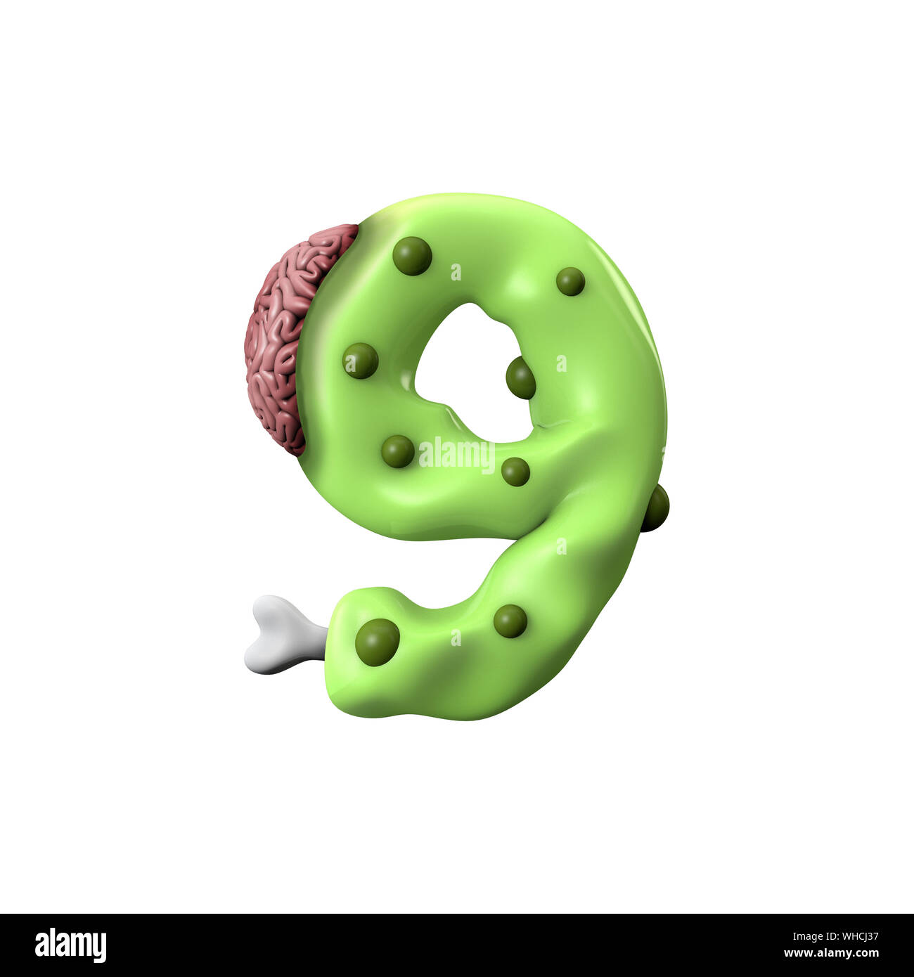 zombie alphabet number 9. Halloween font. 3D Rendering Stock Photo - Alamy