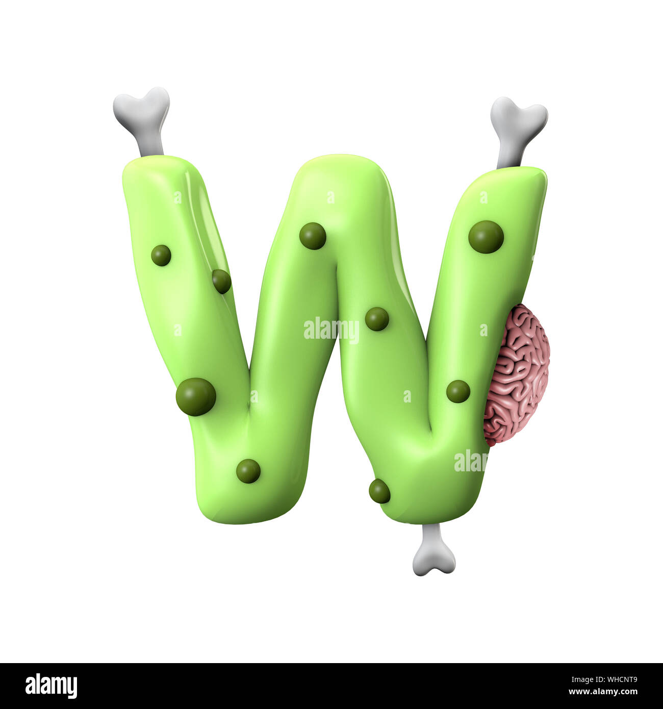 zombie alphabet letter W. Halloween font. 3D Rendering Stock Photo - Alamy