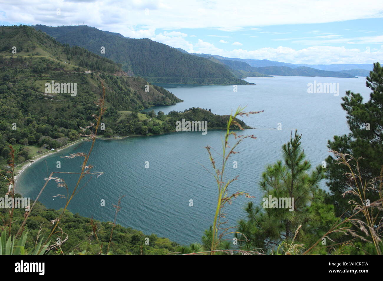 View of the Lake Toba landscape from the Singgolom plateau, Tarabunga ...
