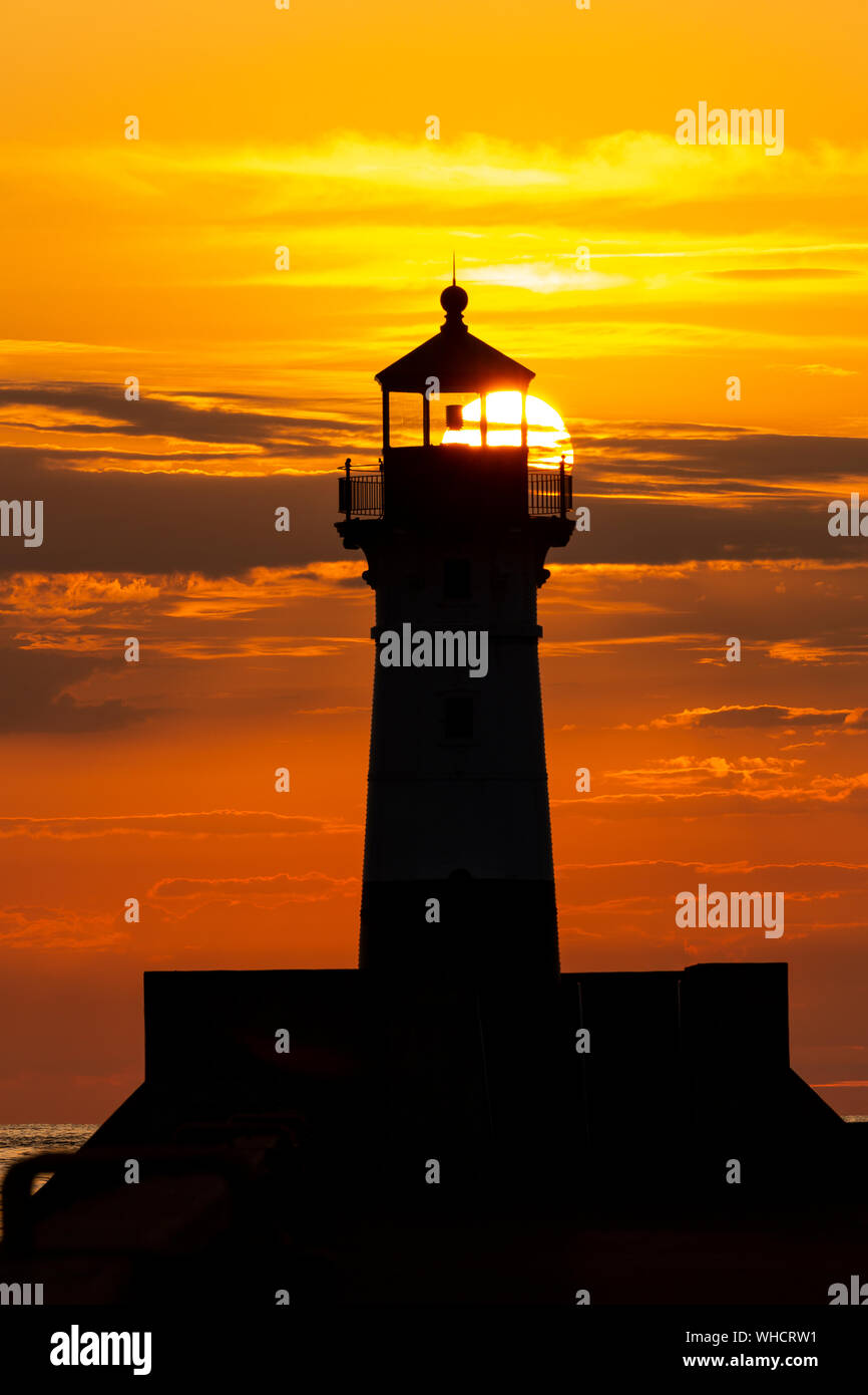 Lake Superior Lighthouse At Sunrise Stock Photo - Alamy