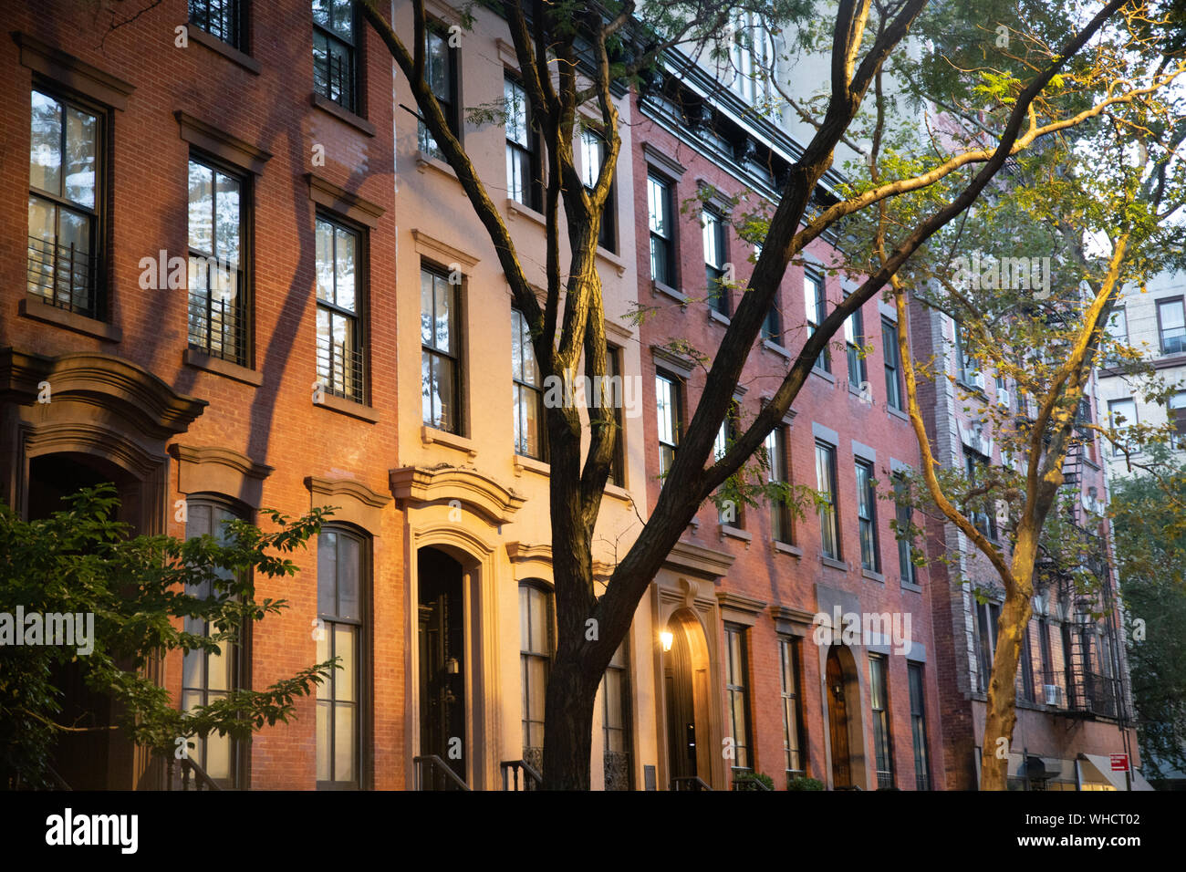 Row of typical Residential homes seen from New York City Manhattan ...