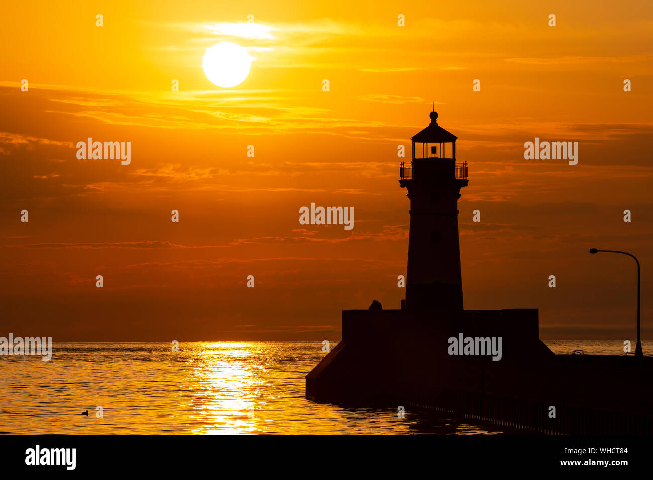 Lake Superior Lighthouse At Sunrise Stock Photo - Alamy