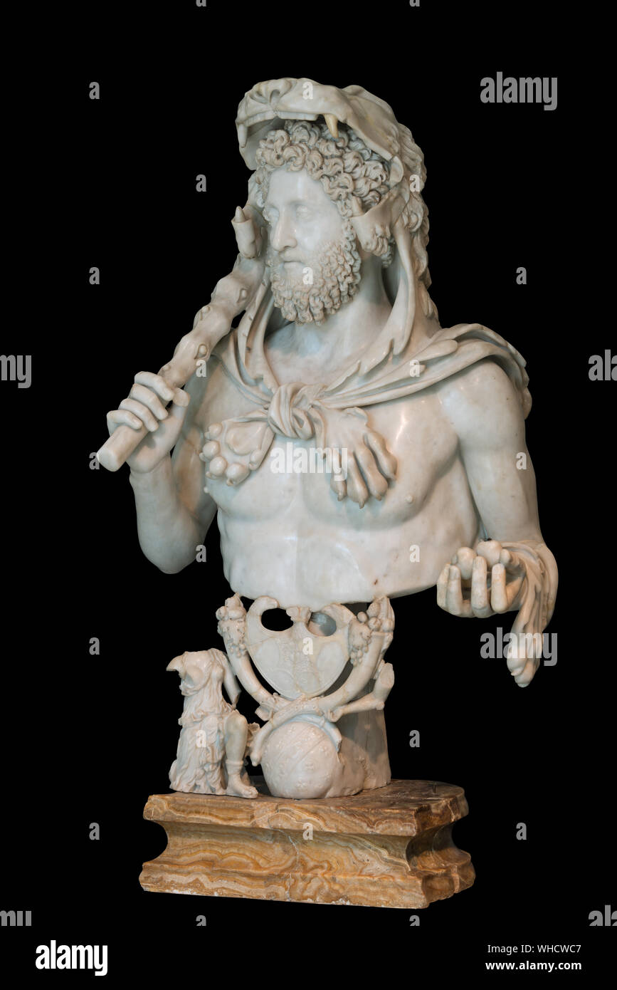 Bust of Commodus as Hercules, Capitoline Museums, Rome, Italy. 180-193 ...