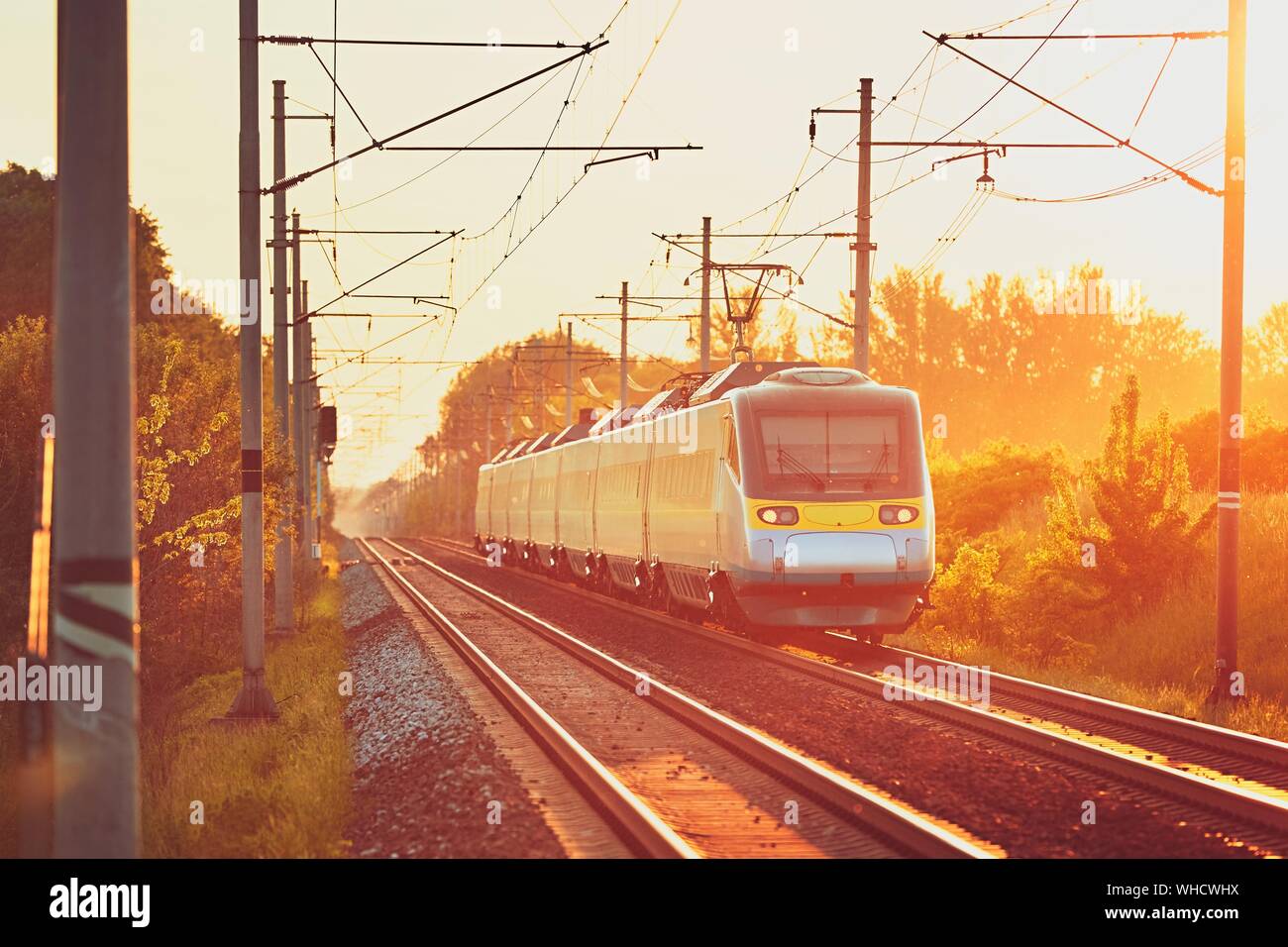 Modern train on tracks hi-res stock photography and images - Alamy