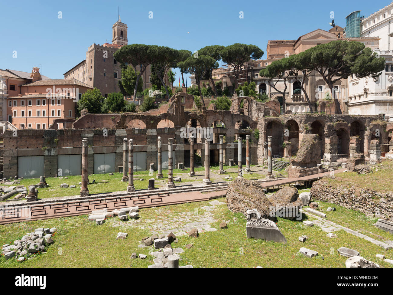 Forum of Caesar (foreground) and Capitolium, Rome, Italia Stock Photo ...