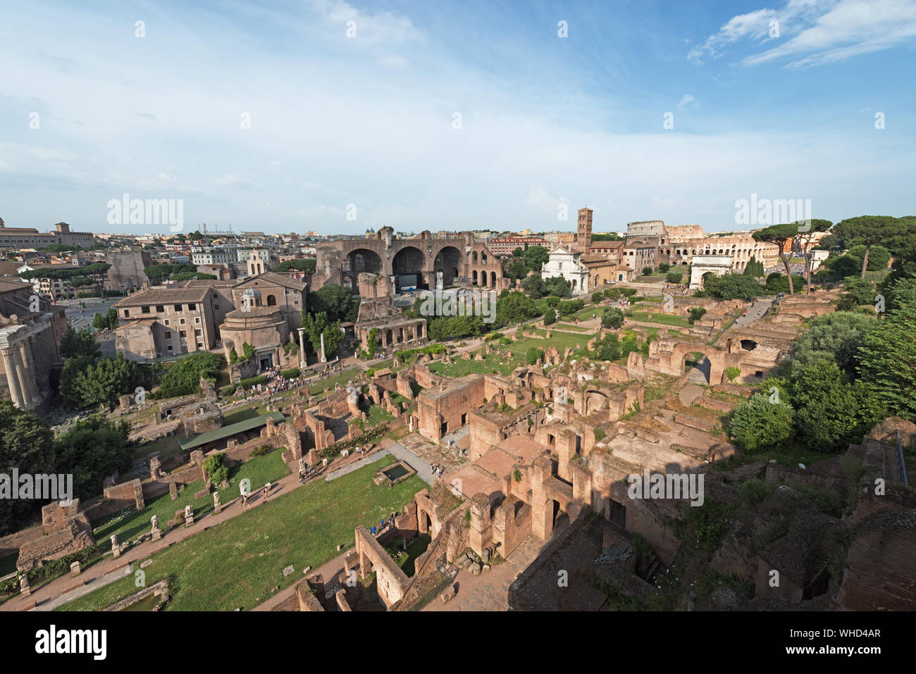 Central and norteastern parts of Roman Forum, Rome, Italy. View from ...