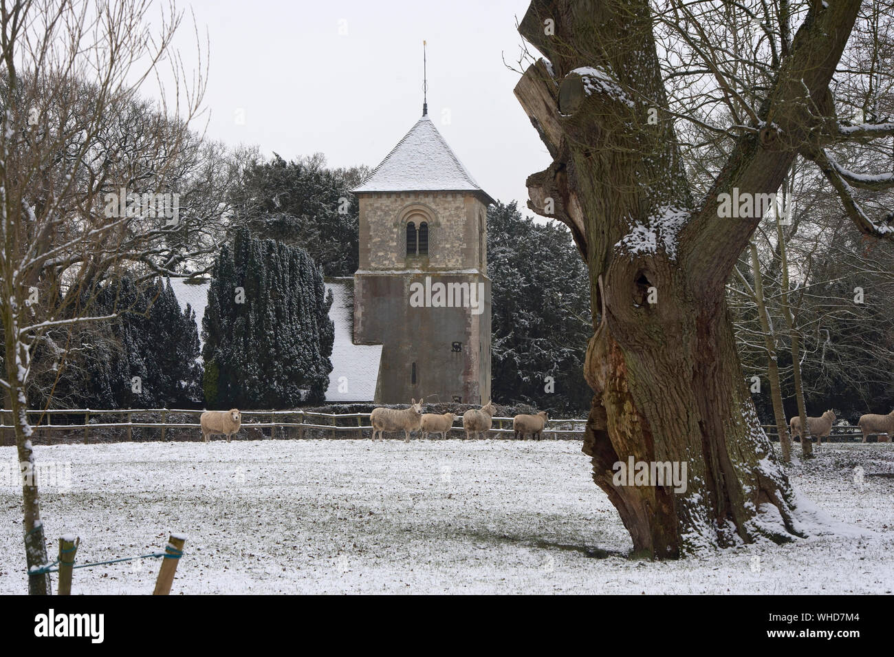 St Mary's Church Winchfield Hampshire in the snow Stock Photo - Alamy