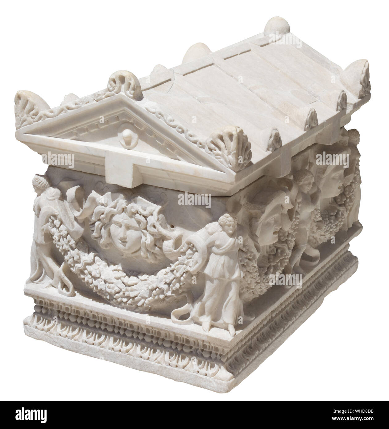 Ancient Roman ossuary, isolated on black. Vatican Museums, inventory ...