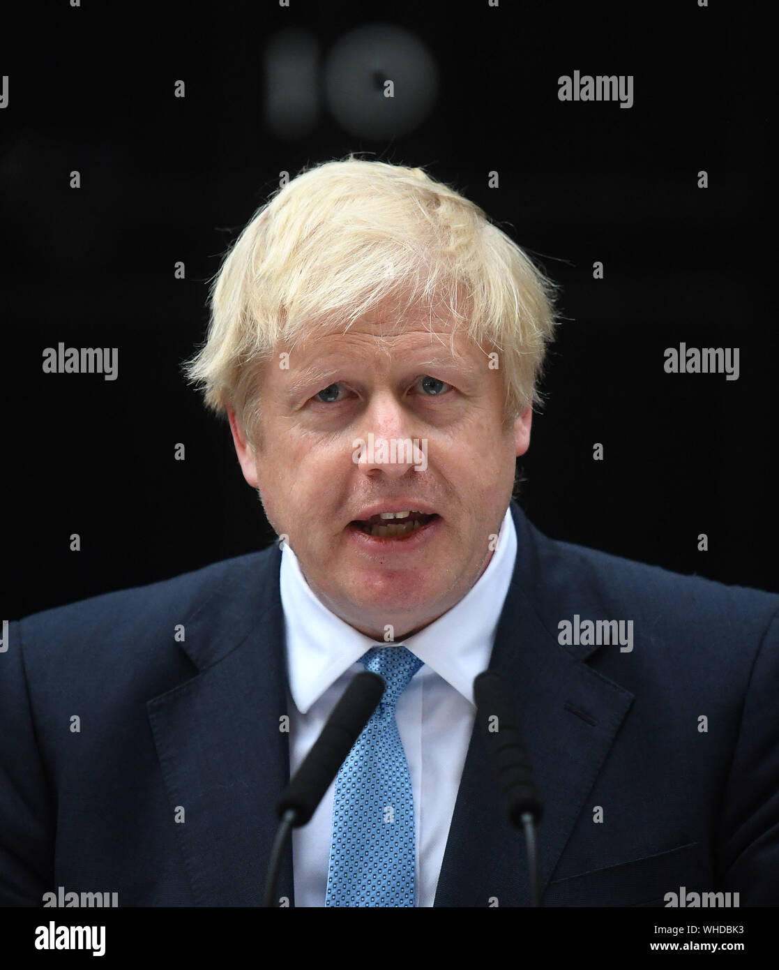 Prime Minister Boris Johnson speaking outside his official residence in ...
