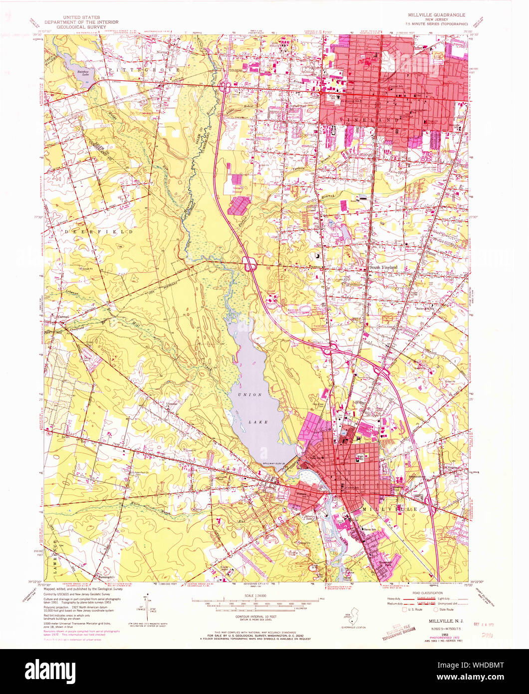 USGS TOPO Map New Jersey NJ Millville 254580 1953 24000 Restoration ...