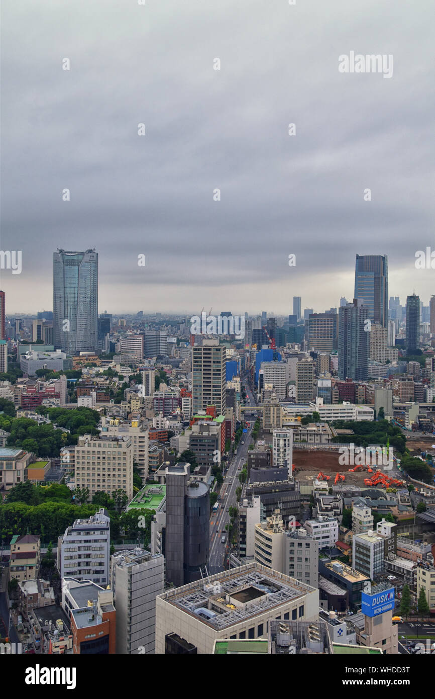 Tokyo Japan skylines and skyscrapers buildings, aerial view, around Shinjuku ward. Asia Stock ...