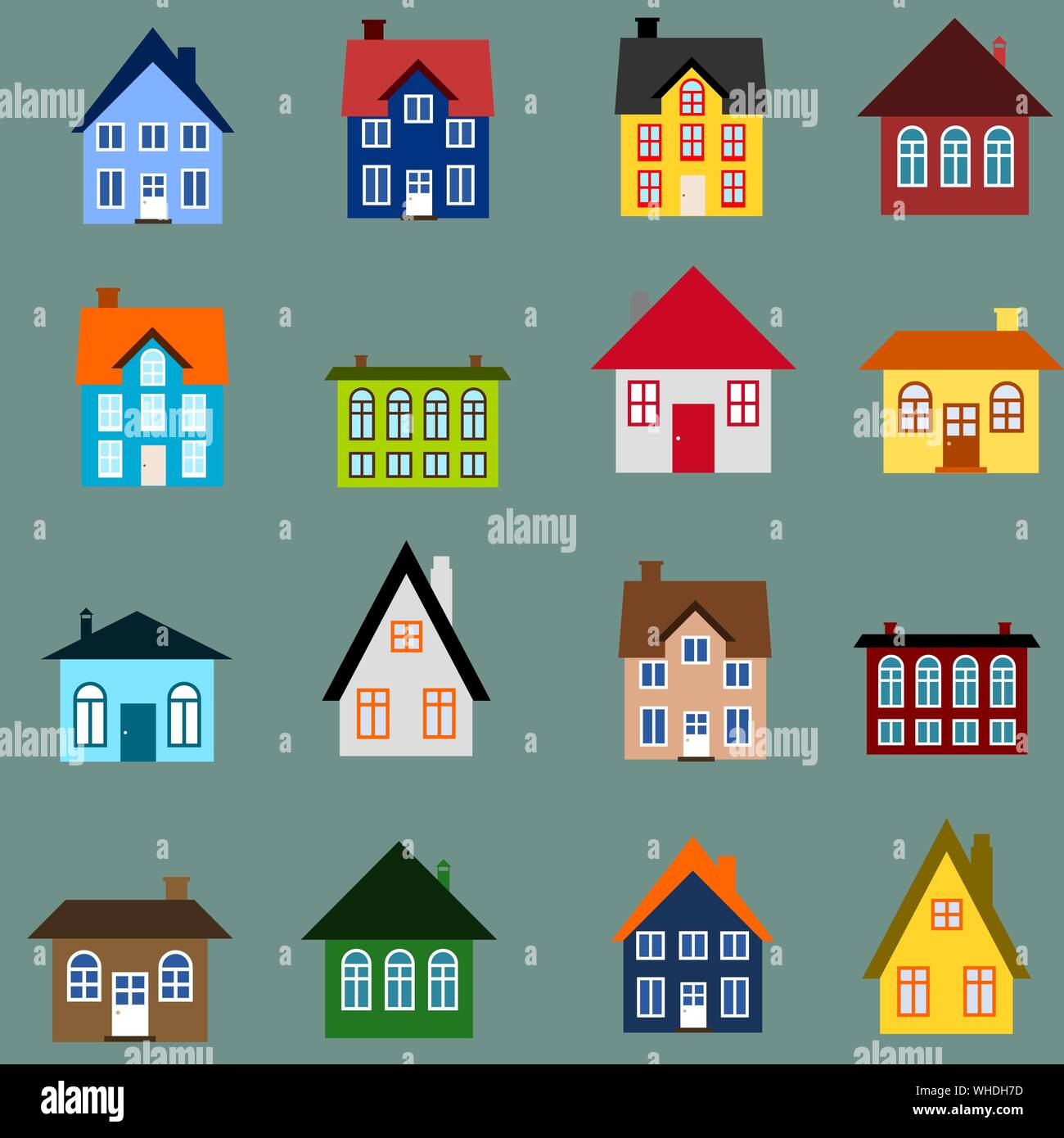 House set - colourful home icon collection. Illustration group. Private ...