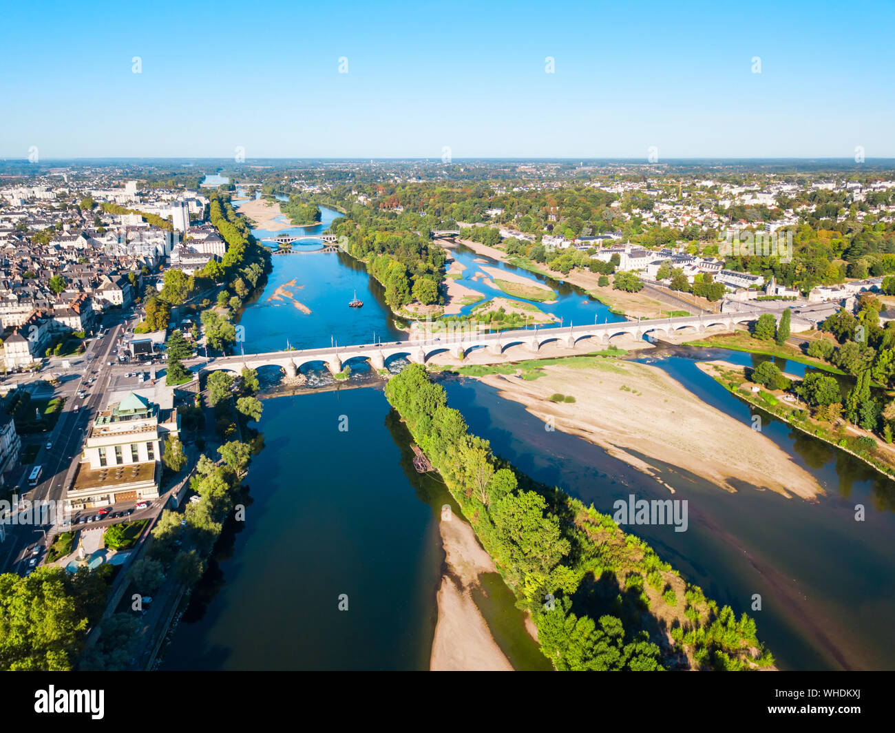 Tours aerial panoramic view. Tours is a city in the Loire valley of ...
