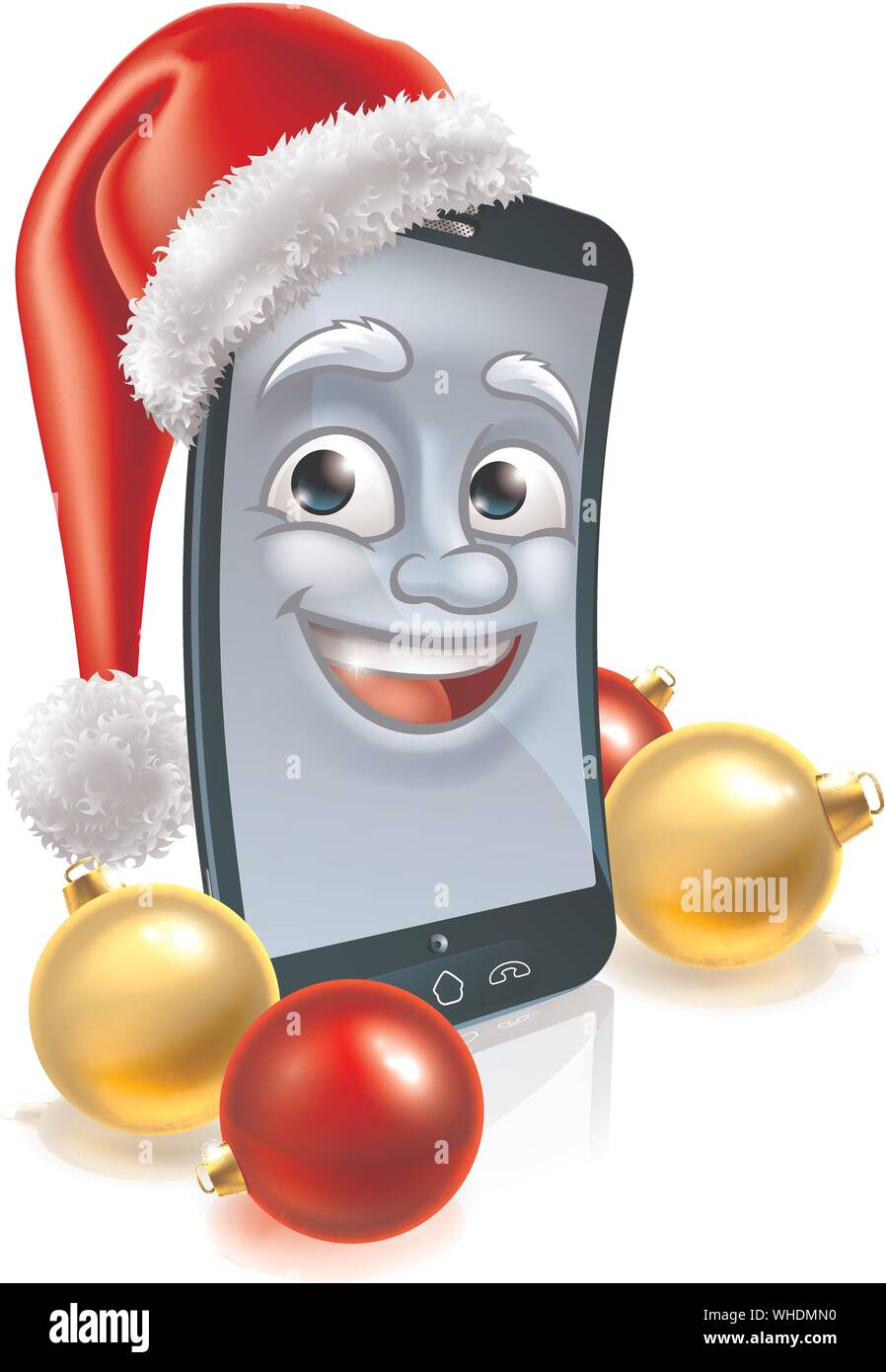 Cell Mobile Phone Christmas Mascot in Santa Hat Stock Vector Image ...