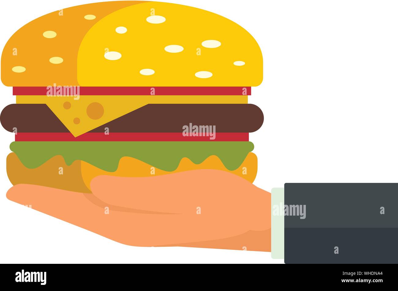 Hand hold burger icon. Flat illustration of hand hold burger vector ...