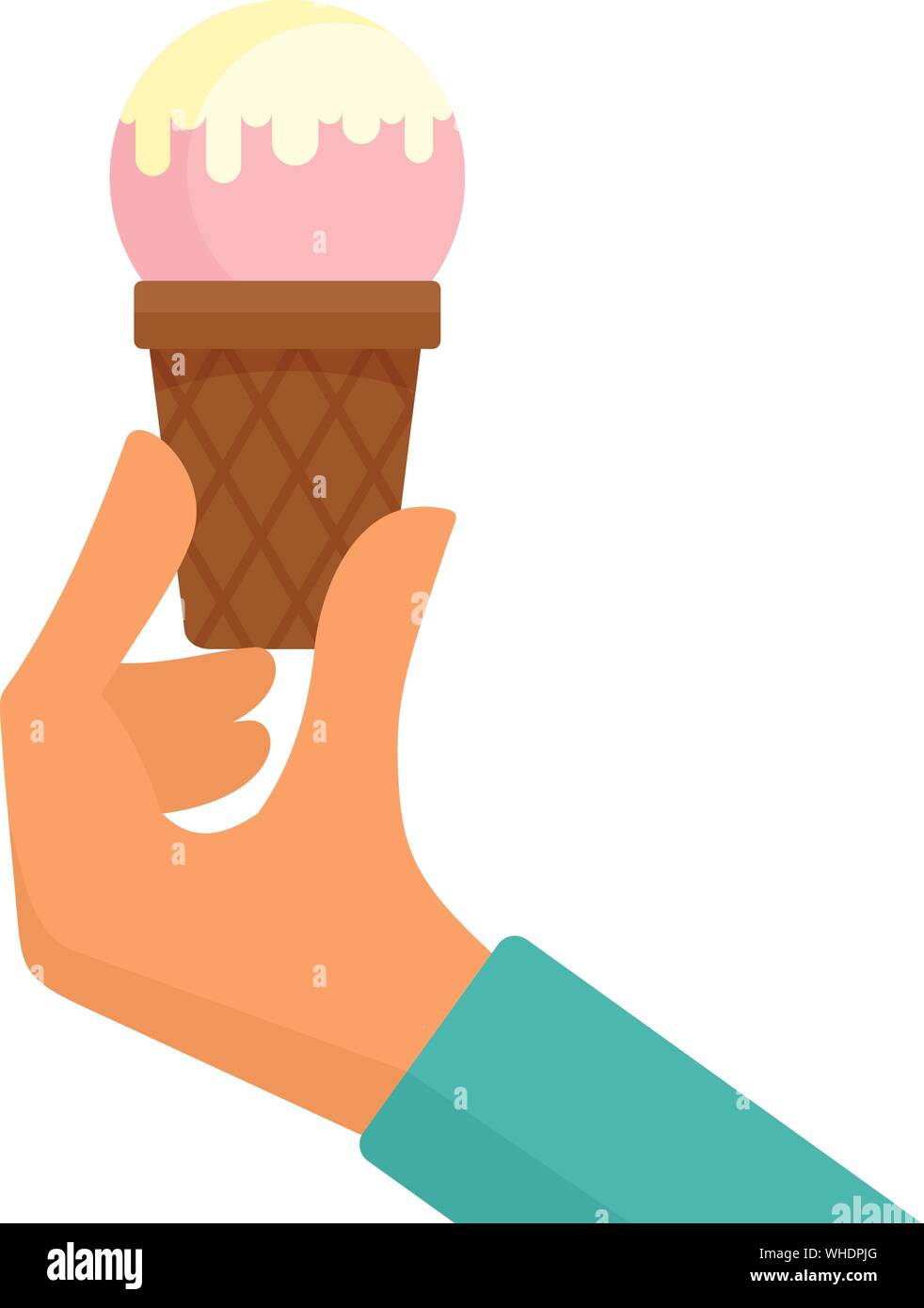 Ice cream in hand icon. Flat illustration of ice cream in hand vector ...