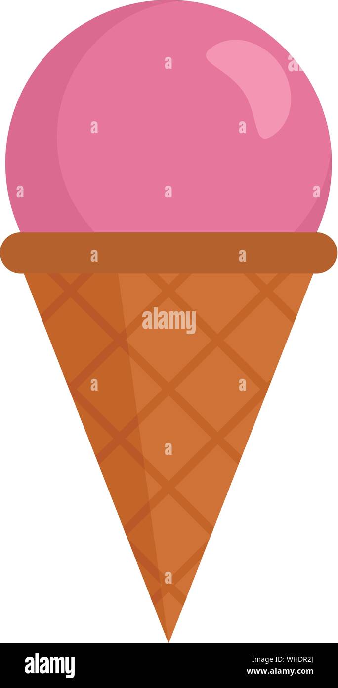Pink ice cream icon. Flat illustration of pink ice cream vector icon ...