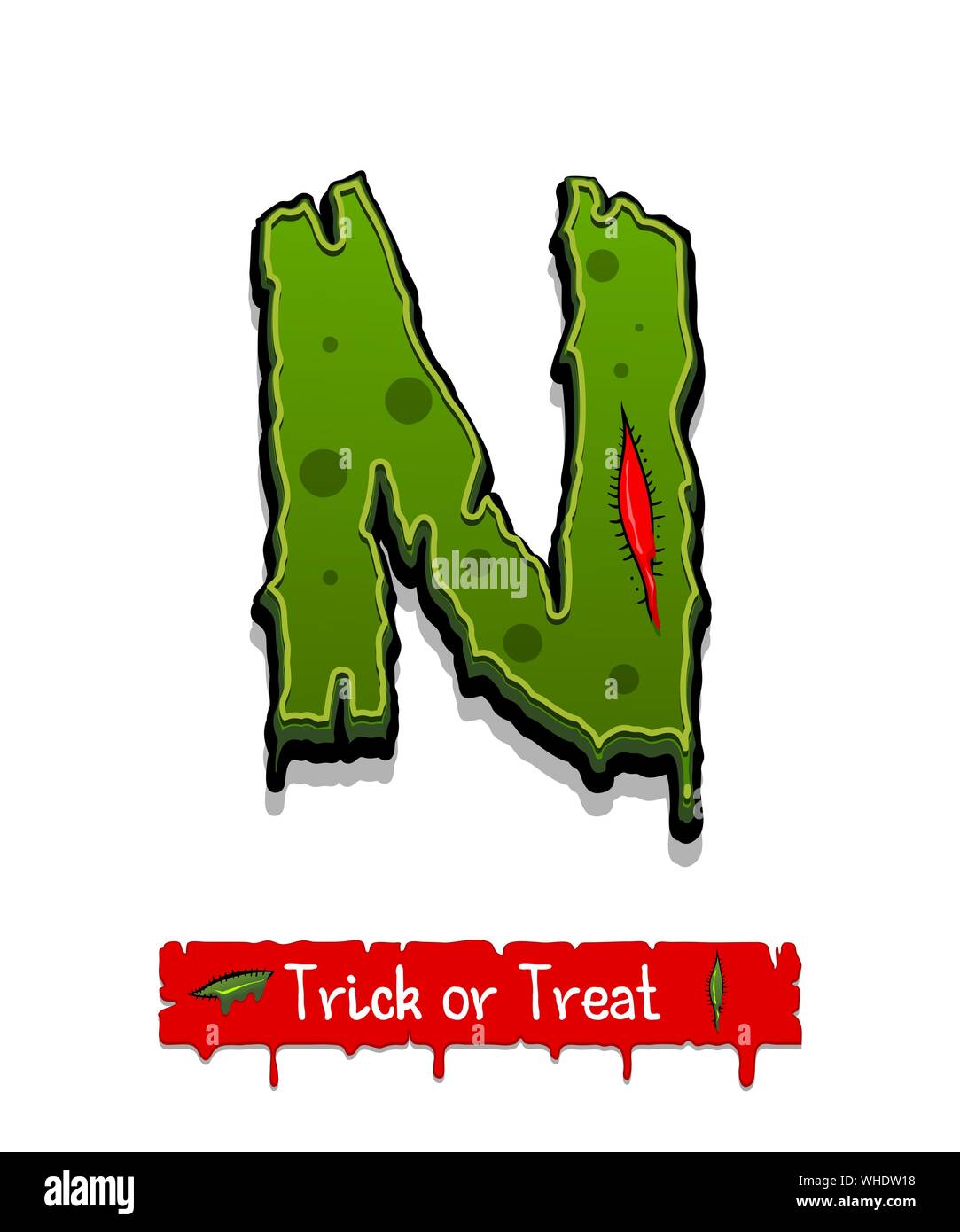 Halloween green color comic horror zombie font Stock Vector Image & Art ...