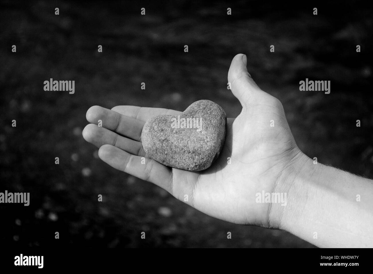Hand holding stone heart hi-res stock photography and images - Alamy