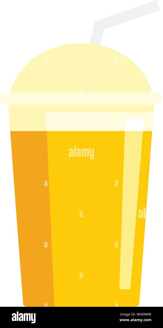 Juice plastic cup icon. Flat illustration of juice plastic cup vector ...