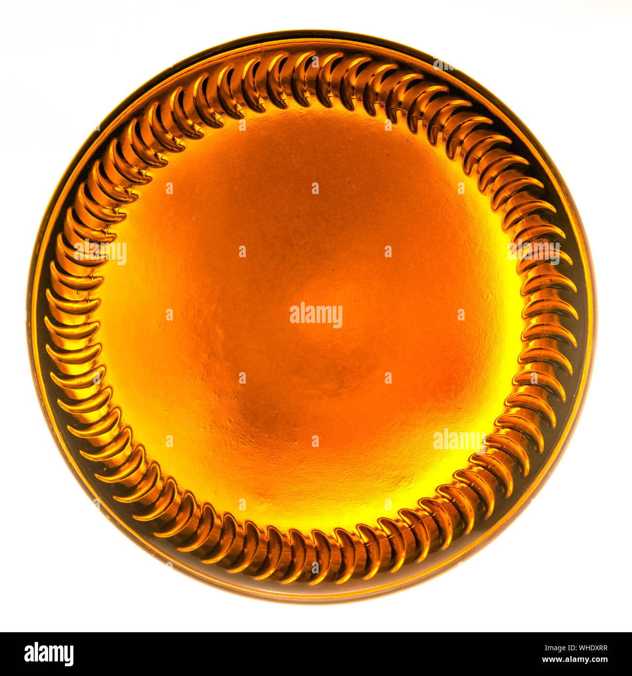 Bottom view of an empty brown beer bottle on a white background Stock ...