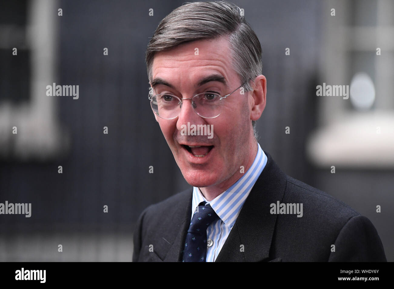 Leader of the House of Commons Jacob Rees-Mogg leaving after a meeting ...