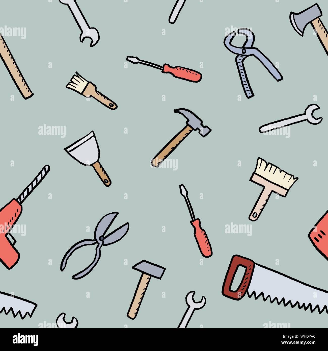 Cartoon tools background - seamless vector texture with hardware ...