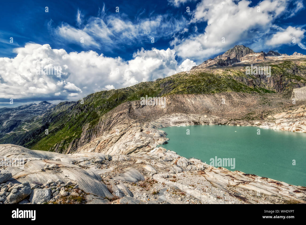 panorama view from rhone glacier to furka and grimsel pass near gletsch ...