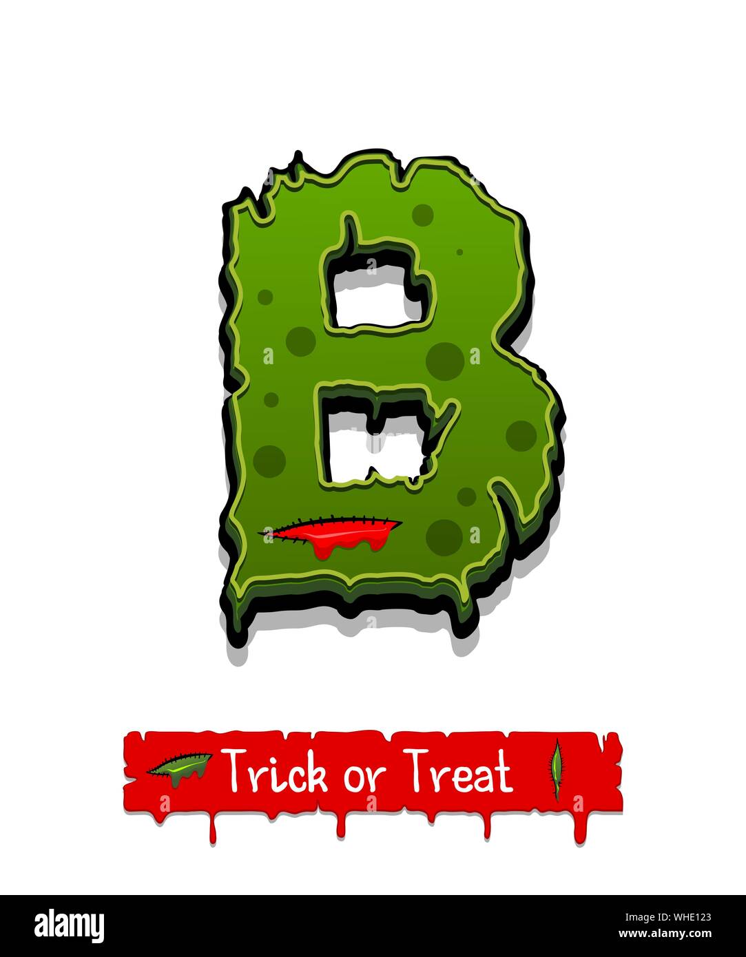 Halloween green color comic horror zombie font Stock Vector Image & Art ...
