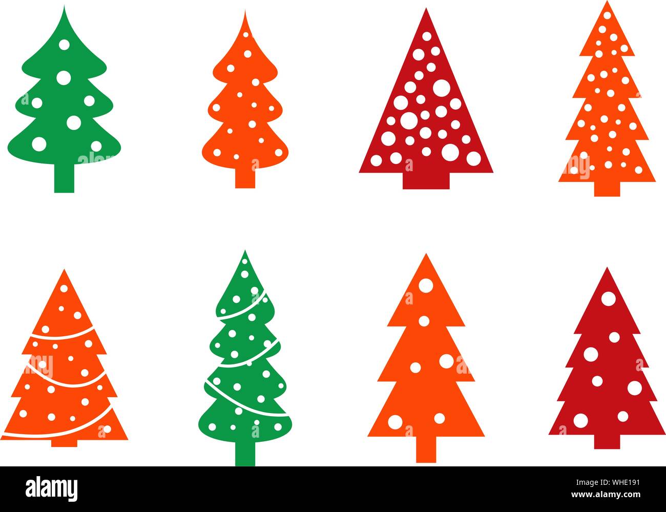 Christmas tree icon set. Christmas tree shapes vector graphics Stock ...