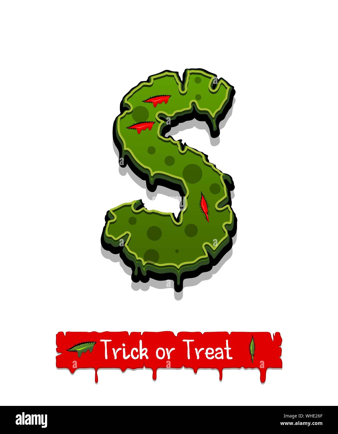 Halloween green color comic horror zombie font Stock Vector Image & Art ...