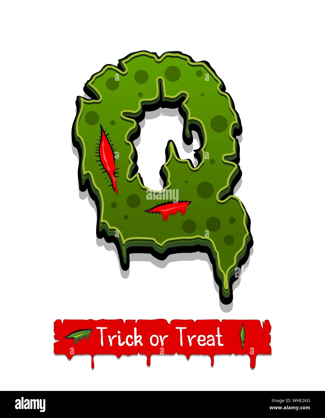 Halloween green color comic horror zombie font Stock Vector Image & Art ...