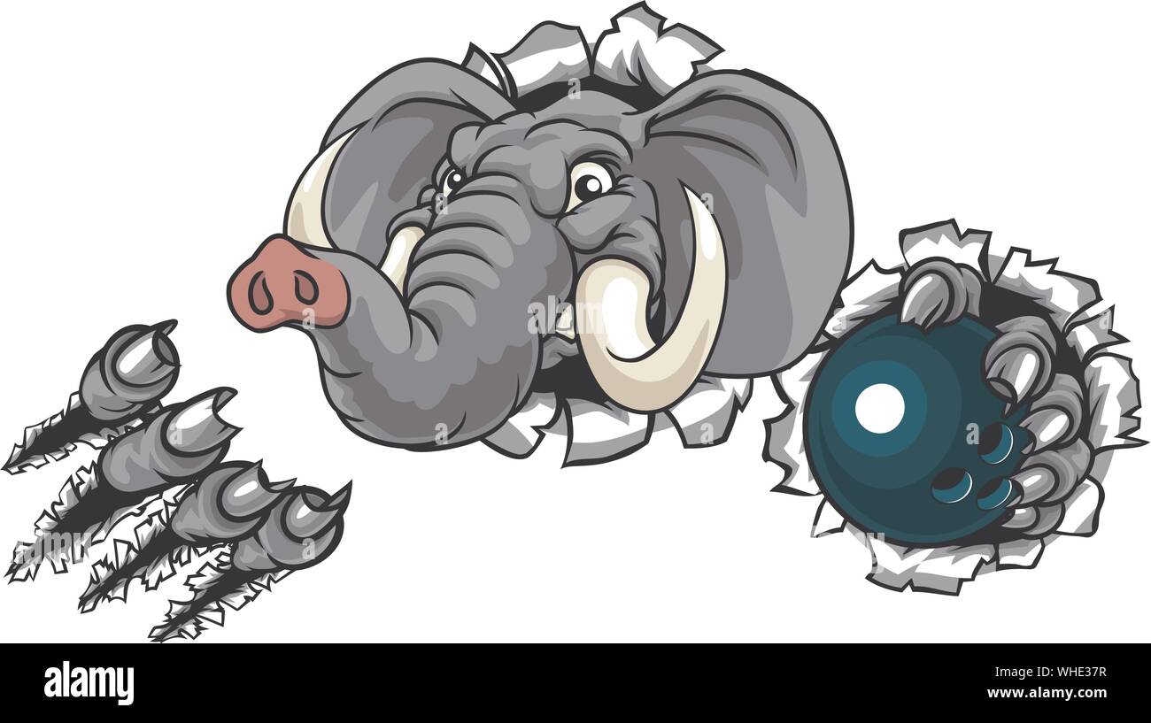 Elephant Bowling Ball Sports Animal Mascot Stock Vector Image & Art - Alamy