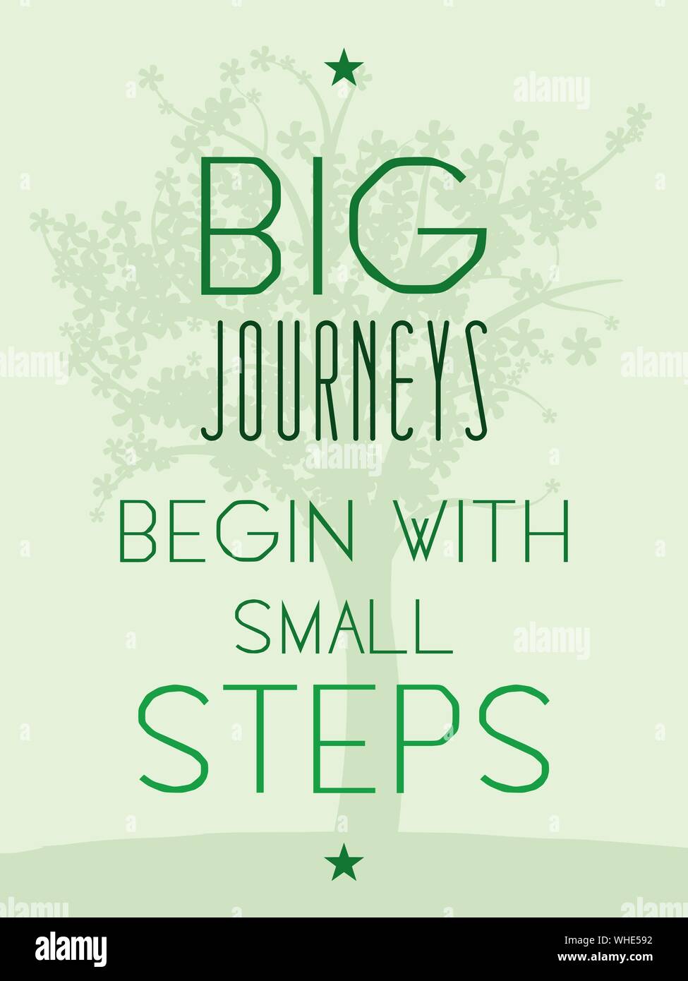Big journeys begin with small steps. Motivational poster with ...