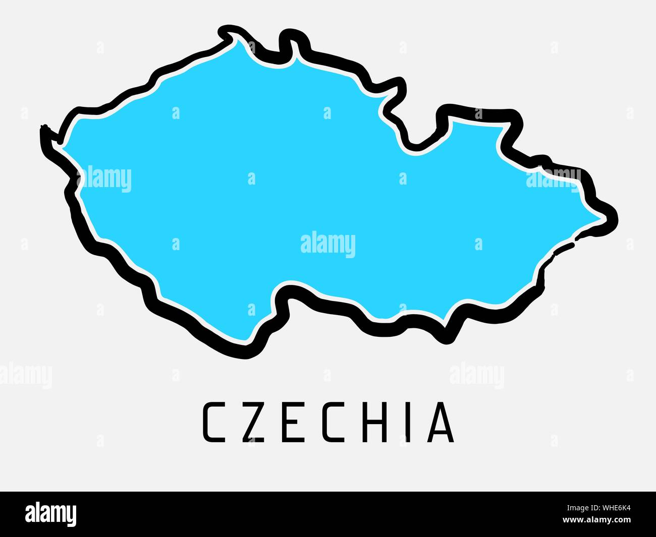 Czechia simple map outline - simplified country shape map vector Stock ...