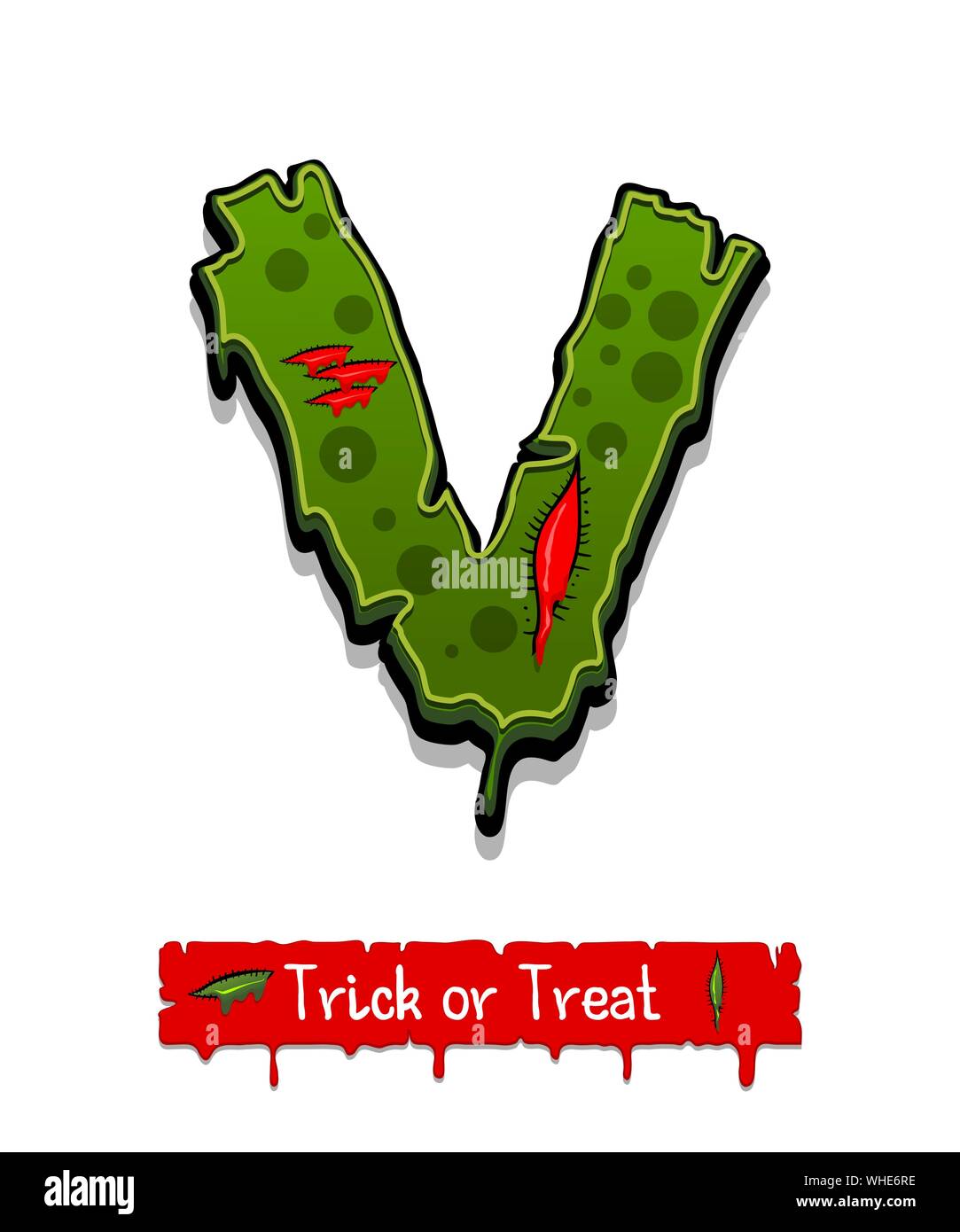 Halloween green color comic horror zombie font Stock Vector Image & Art ...