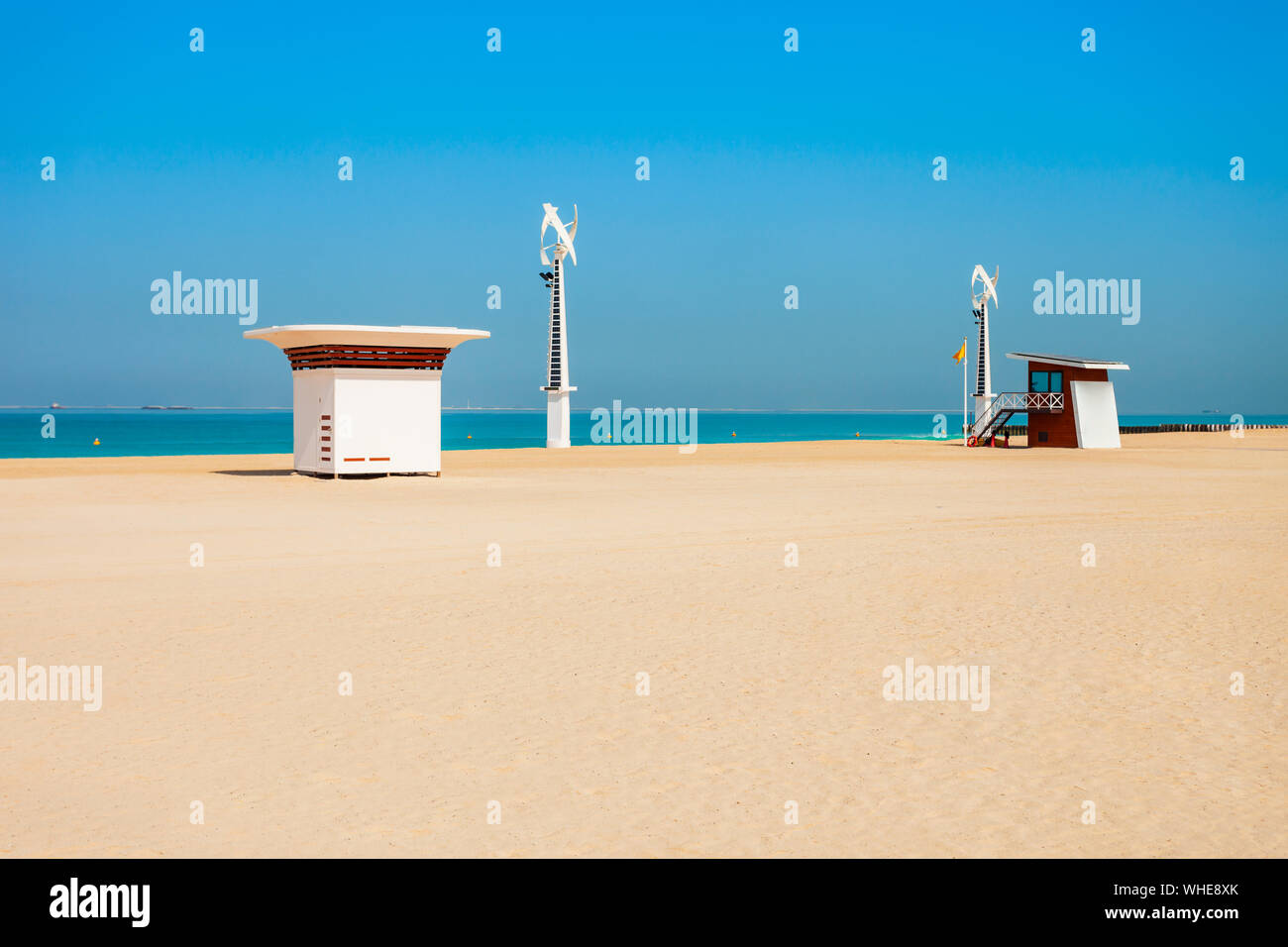 Solar panel at the Kite beach, public beach in Dubai city in UAE Stock ...