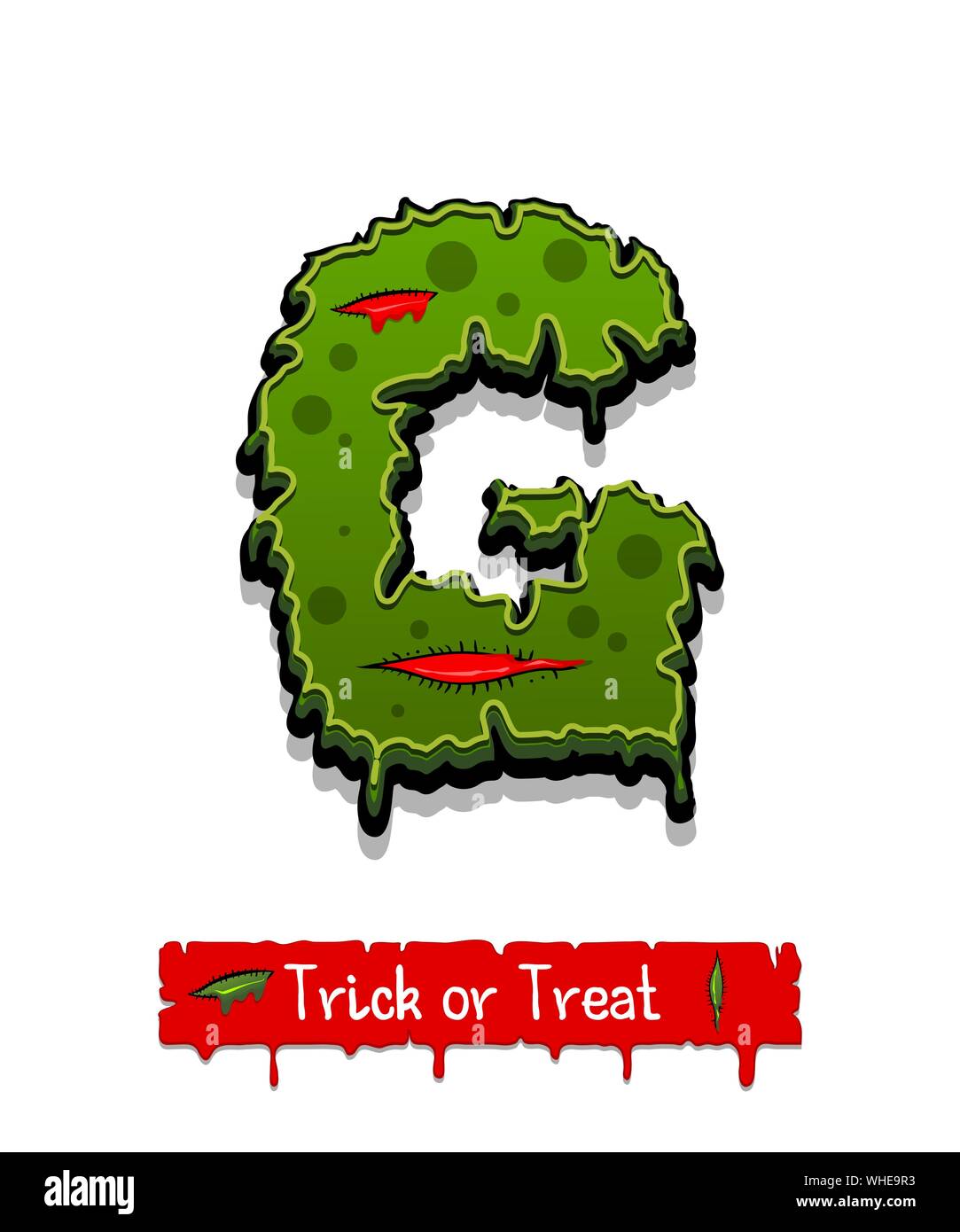 Halloween green color comic horror zombie font Stock Vector Image & Art ...